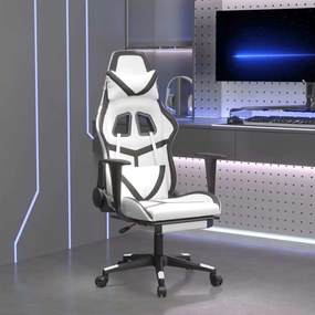 vidaXL Masážní herní židle s podnožkou umělá kůže [345434] Barva: Bílá a černá