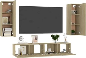 4dílný set TV skříněk dub sonoma kompozitní dřevo 3078959