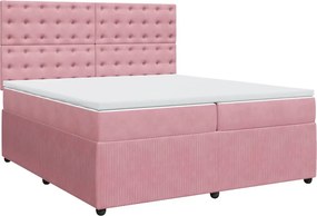 Box spring postel s matrací růžová 200x200 cm samet 3292447