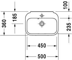 Duravit Happy D.2 - Umývátko, 1 otvor pro armaturu propíchnutý, 50 x 36 cm, bílé 0709500000