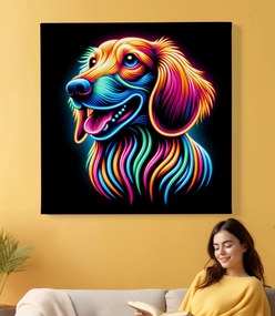 Obraz na plátně - Pes, barevný jezevčík FeelHappy.cz Velikost obrazu: 140 x 140 cm