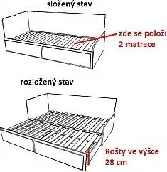 CZ Nábytkář - Kasvo Postel MARKO s přistýlkou 90cm vč. roštu a ÚP | Varianta: Buk