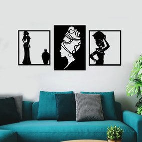 dřevo života Dřevěná dekorace na zeď AFRO Zvolte barvu dekoru: Černá, Rozměry šxv (cm): 180x84