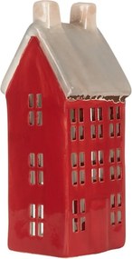 Červený keramický domek na čajovou svíčku Lamont - 7*7*18 cm