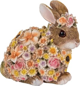 Dekorace figurka králíček posetý květy - 19*12*18 cm