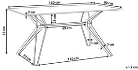 Jídelní prosklený stůl s mramorovým efektem 160 x 90 cm černý BALLINA Beliani