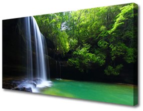 Obraz na plátně Vodopád Příroda Les Jezero 100x50 cm