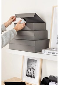 Šedé kartonové úložné boxy v sadě 3 ks s víkem/dekorativní 42,5x29,5x13 cm Kian Paper Laminate – Bigso