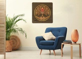 Li-Go "Strom srdce" světelný obraz s baterií 62x62cm varianta: ovládání na obraze bez dálkového ovladače, provedení: dub světlý