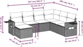 7dílná zahradní sedací souprava s poduškami černá polyratan 3252832