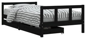 Dětská postel se zásuvkami černá 90x190 cm masivní borové dřevo - Default Title