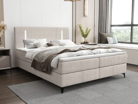 Manželská postel 200 cm Ortega Comfort (světle šedá) (s roštem a matrací, s úl. prostorem) (s LED osvětlením). 1082745