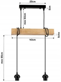 BERGE Závěsné stropní svítidlo LED dřevěný trám 2xE27 Lustr Spring White