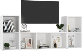 3dílný set TV skříněk bílý dřevotříska 3080015