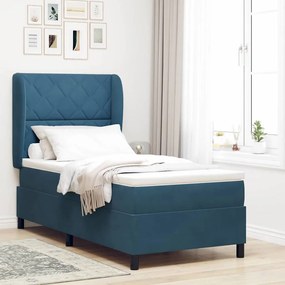 Postel s boxspringem s čelo Tmavě modrá 190 x 90 cm samet 3340962