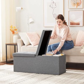 Skládací úložná lavice, úložný box, světle šedý