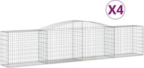 Klenuté gabionové koše 4 ks 400x50x80/100 cm pozinkované železo 3146985