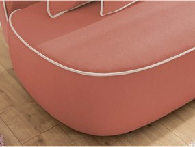 Růžová/světle šedá sametová rozkládací/s úložným prostorem dětská pohovka 210 cm Saga – Ropez