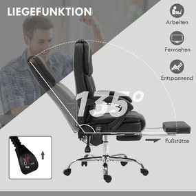 Kancelářská židle Vinsetto s vibrační masáží, ergonomická kancelářská židle s vyhříváním a funkcí polohování, výškově nastavitelná manažerská židle s…