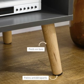 HOMCOM TV Stánek pro televizory do 55 palců, skandinávský design, 2 dveře, 2 police s vedením kabelů, 150 x 35 x 45 cm, tmavě šedá