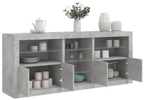 Příborník s LED osvětlením betonově šedý 162 x 37 x 67 cm 3209033