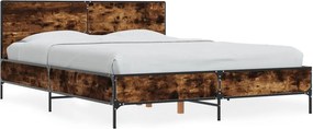 Rám postele kouřový dub 140 x 190 cm kompozitní dřevo a kov 3280034