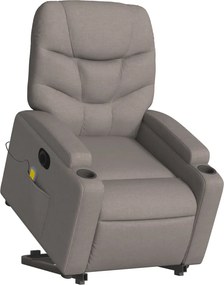Elektrické zvedací masážní polohovací křeslo taupe textil 3204640