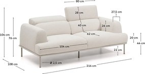 Béžová žinylková polohovací pohovka 214 cm Aurum – Kave Home
