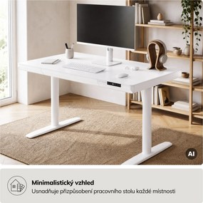 Elektrický psací stůl sit-stand se zásuvkou a bezdrátovou nabíječkou Qi bílý, 1200 mm: ELLIS