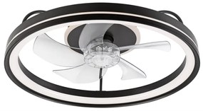 LED Stropní svítidlo s ventilátorem FARGO LED/37W/230V černá + DO