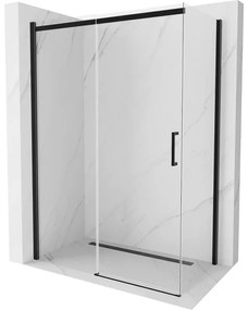 Mexen Omega rozsouvací sprchový kout 150 x 80 cm, Průhledné, Černá - 825-150-080-70-00