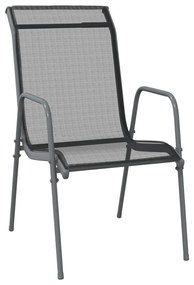 Zahradní židle 4 ks ocel a textilen černé,  316818