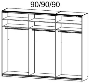 Šatní skříň Kulmbach, šířka 271 cm/výška 229 cm, béžová/sklo