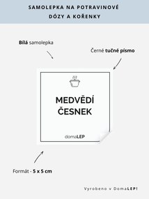 Samolepka na kořenky MEDVĚDÍ ČESNEK bílá 5 × 5 cm tučné písmo