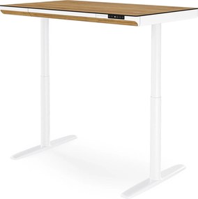 Elektrický psací stůl sit-stand se zásuvkou a bezdrátovou nabíječkou Qi bílý/zlatý dub, 1200 mm: ELLIS