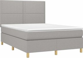 Box spring postel s matrací a LED světle šedá 140x190 cm textil 3135349