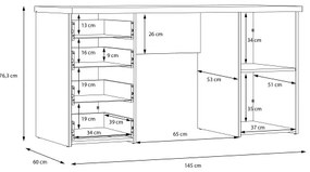 Psací stůl ARENO bílá/dub sonoma
