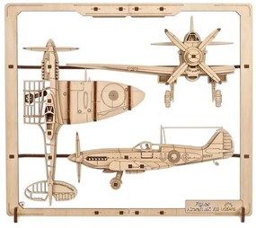 Ugears 2,5D dřevěné mechanické puzzle Stíhací letadlo