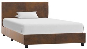 Rám postele hnědý umělá broušená kůže 100 x 200 cm 284781