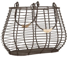 Drátěný košík s uchy omotanými béžovým motouzem – 25x16x17/28 cm