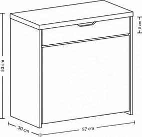 Botník bílý se sedákem a výsuvnými policemi VAULT , 57 x 30 x 53 cm