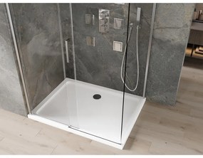 Mexen Omega rozsouvací sprchový kout 140 x 90 cm, Průhledné, Chromovaná + sprchová vanička Flat - 825-140-090-01-00-4010