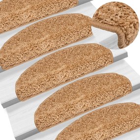 Schodové rohože 15 ks 65 x 21 x 4 cm béžové, půlkulaté, velké 133902