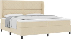 Postel s boxspringem s čelo Krémová 200 x 200 cm textil 3340653