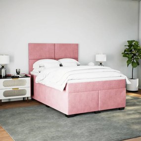 Box spring postel s matrací růžová 160x200 cm samet 3290953