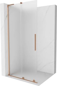Mexen Velar L, posuvná sprchová zástěna Walk-in 100 x 200 cm, 8mm sklo námraza, měděná matná, 871-100-003-33-65