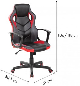 Otočná herní židle FERO červeno-černá