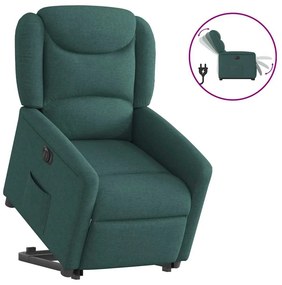 Elektrické zvedací polohovací křeslo tmavě zelené textil 3303220