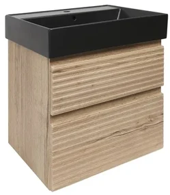Koupelnová skříňka 2 zásuvková s umyvadlem Naturel Savona 58x53x44,8 cm dub Halifax mat SAVONA260DHSATC
