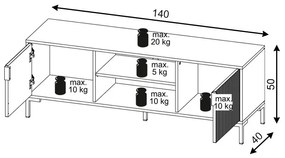 TV stolek Flinn 140 cm černý